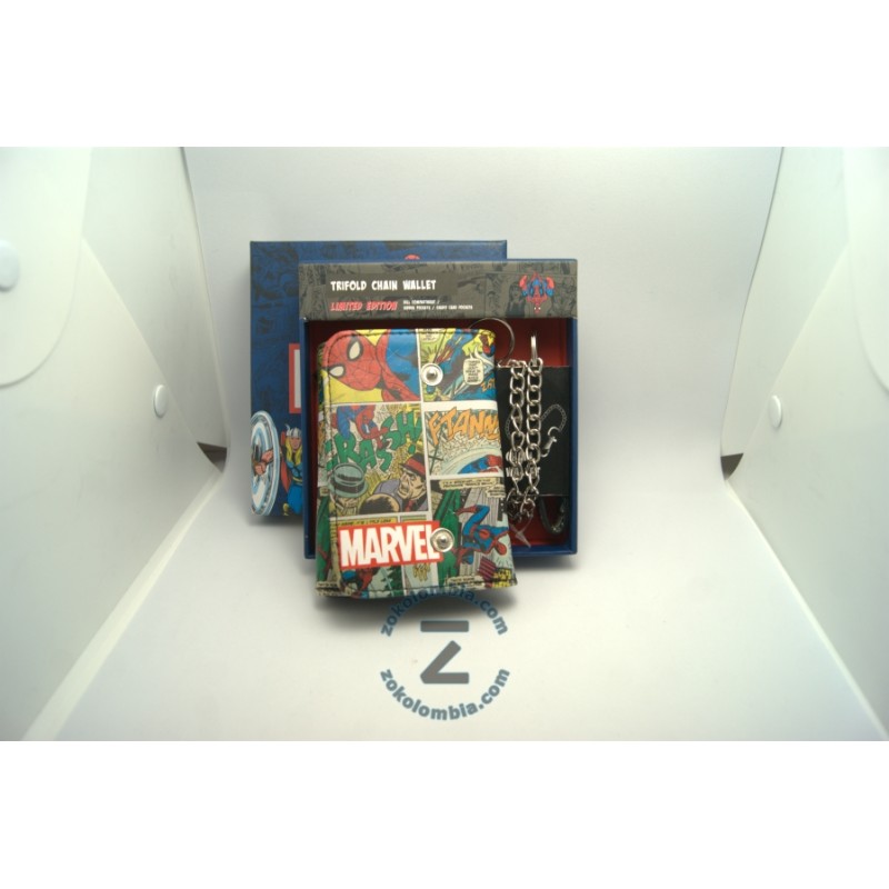 Billetera del Hombre Araña de Marvel con Cadena y Caja Coleccionable